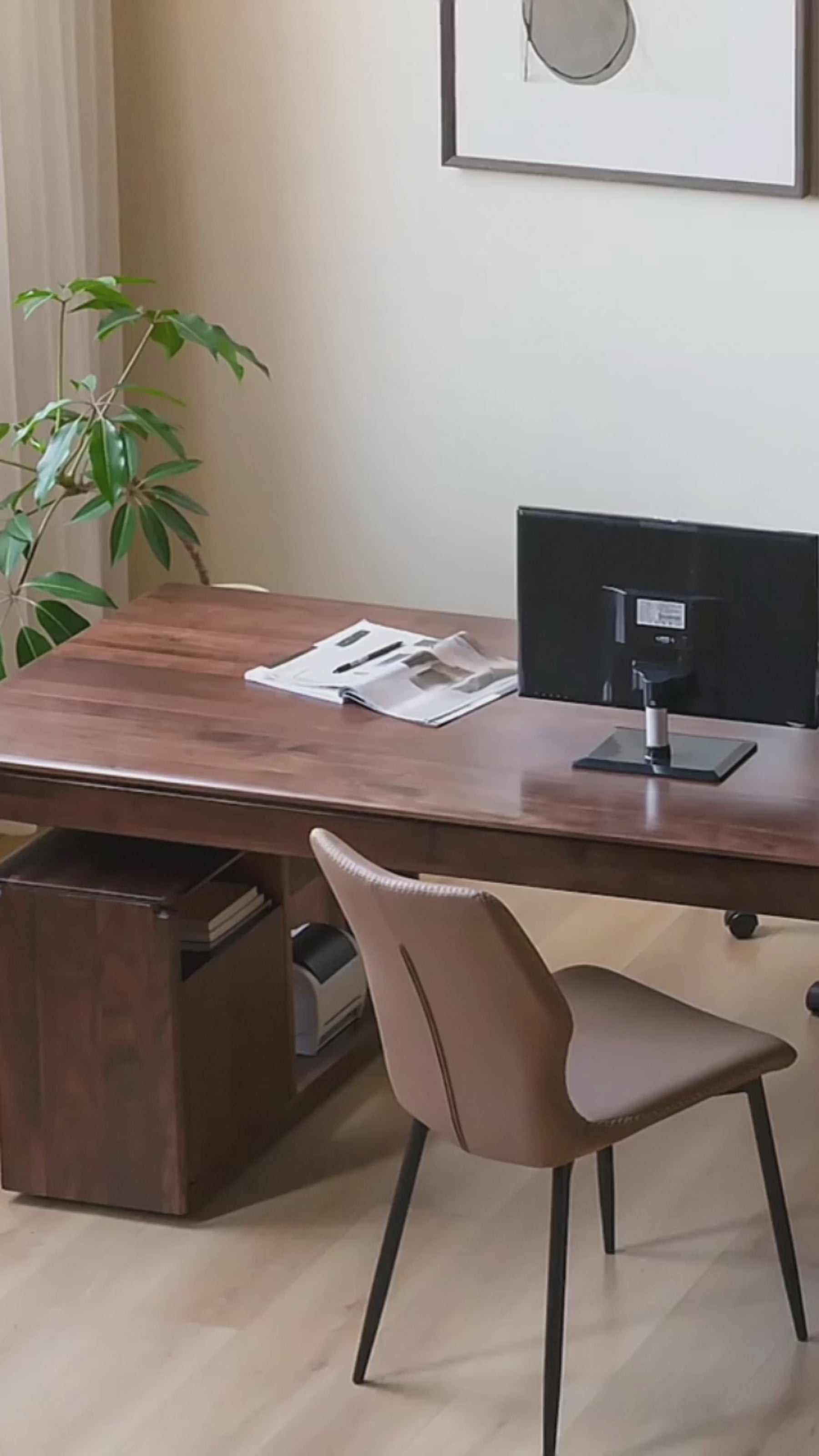 Nordic solid wood desk double desk study workbench black walnut long ...