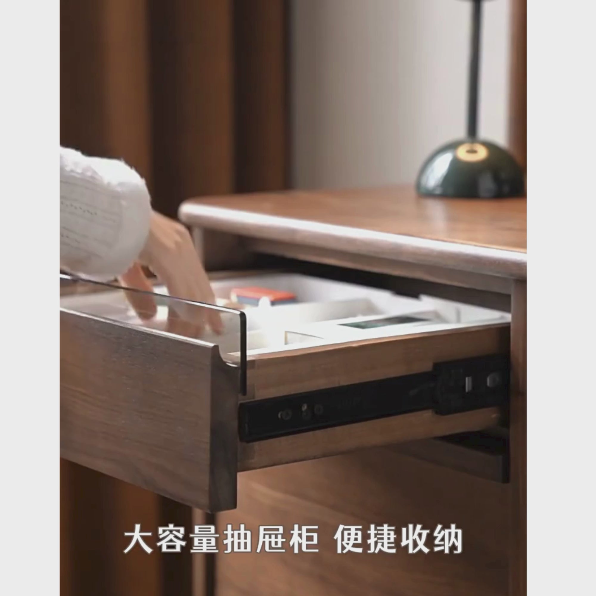 Black Walnut Solid Wood Combination Desk With Shelf