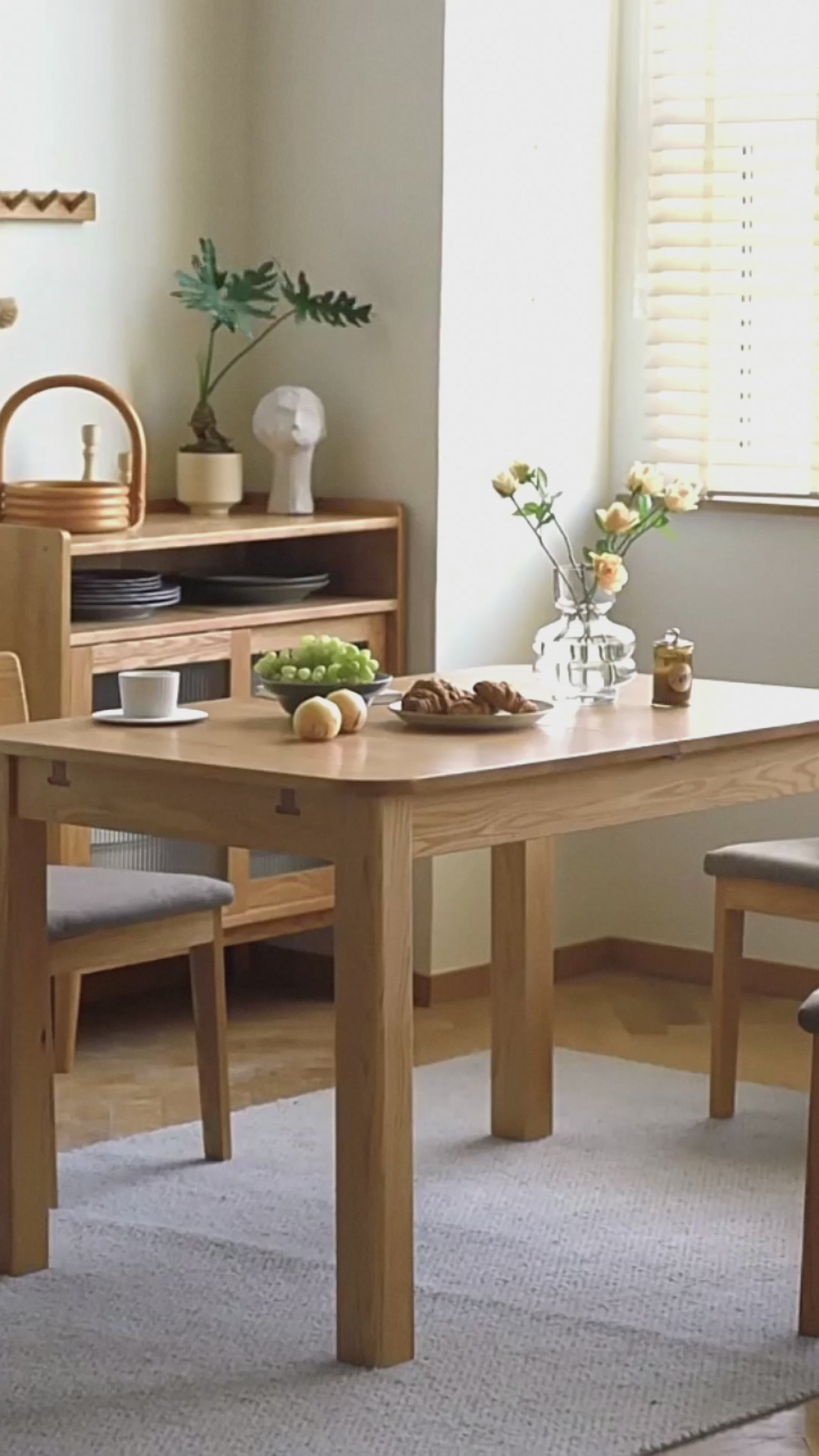 solid wood telescopic dining table Nordic folding table modern ...