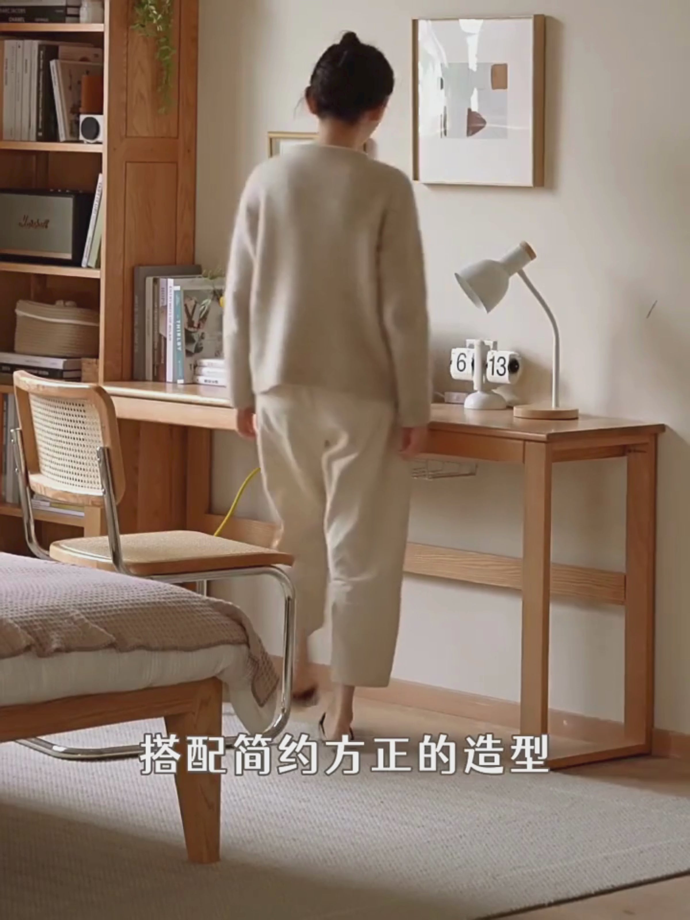 Solid Wood Desk Simple Wall Long Table Oak Work Table Household Large ...