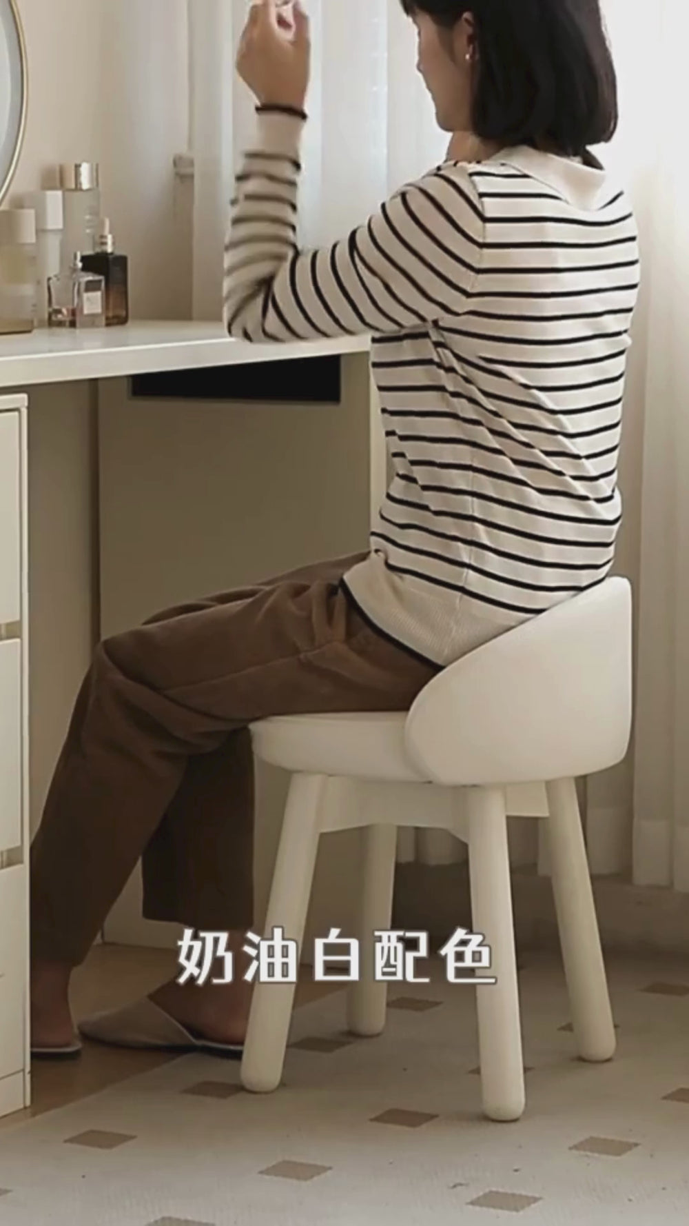 makeup stool, bedroom, cream style leather art dressing table, soft ...