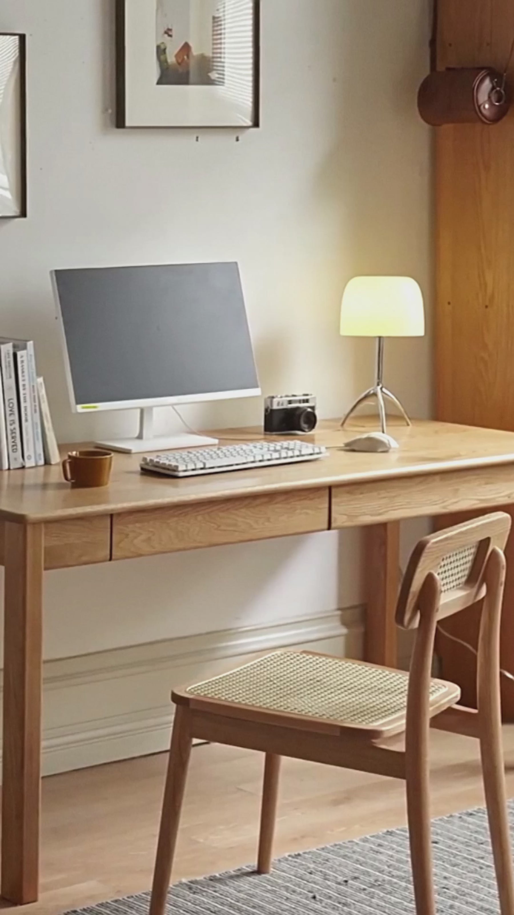 solid wood desk simple modern oak desk study computer desk Nordic ...