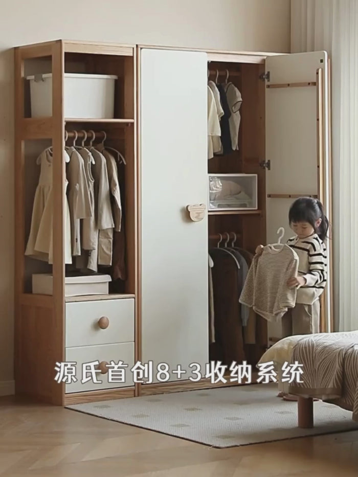 Solid Wood Children's Wardrobe Combination Minimalist Boys and Girls ...