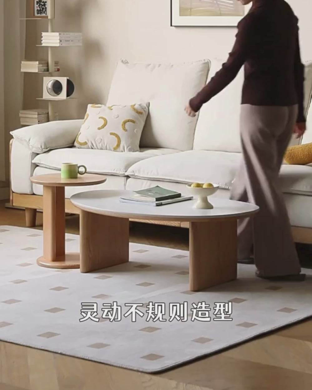 solid wood coffee table modern simple rock plate tea table living room ...