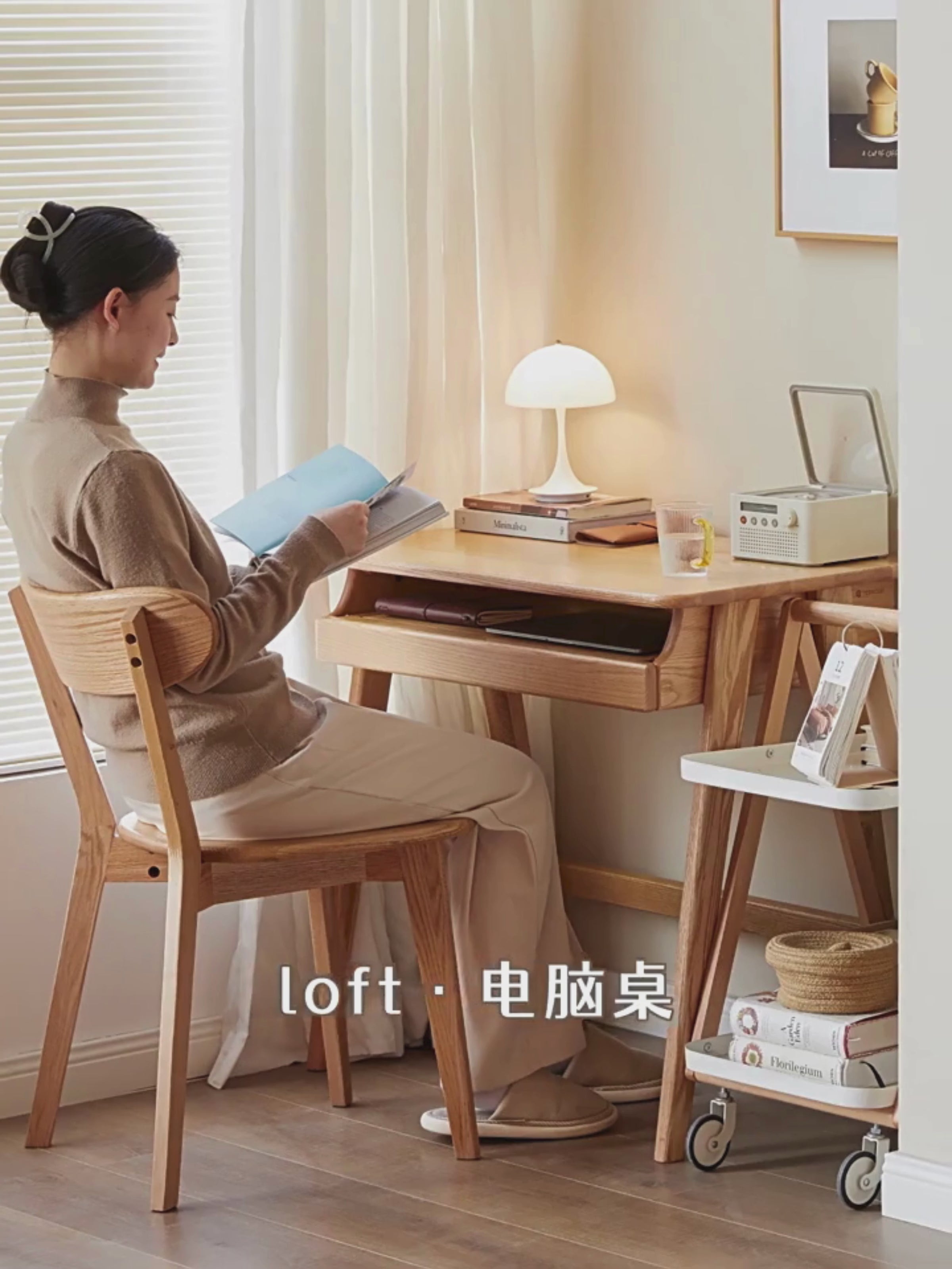 Solid Wood Study Desk with Drawers Oak Office Desk Computer Desk ...