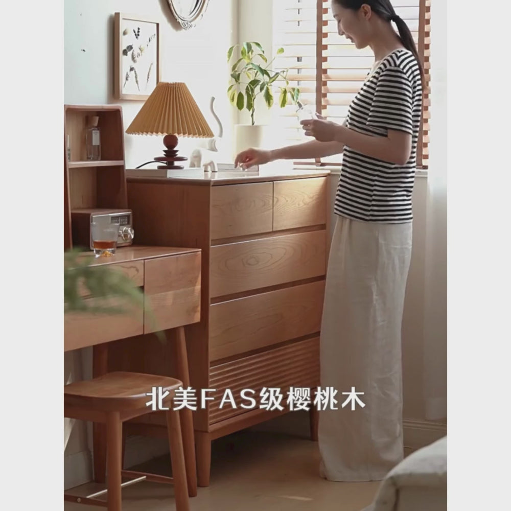 Solid Wood Bucket Cabinet Cherry Vintage Five Bucket Cabinet Bedroom ...