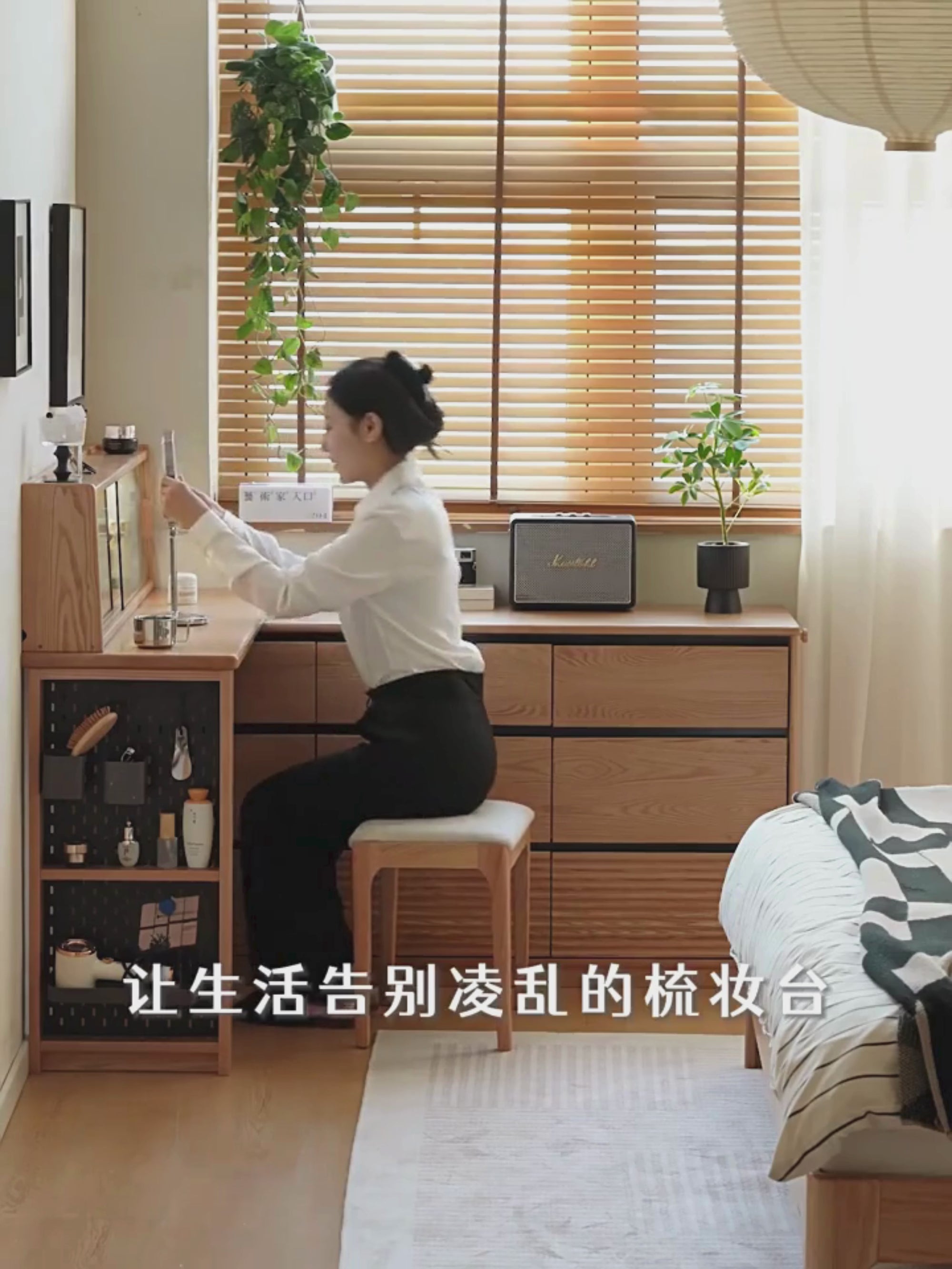 Solid Wood Dressing Table Modern Simple Oak Telescopic Dressing Table ...