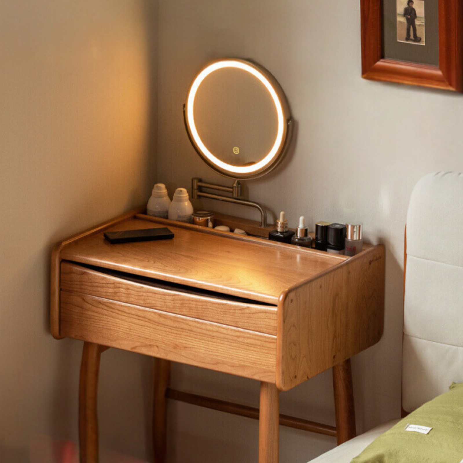 Solid Wood Dressing Table Small Bedroom Makeup Storage Table Home ...
