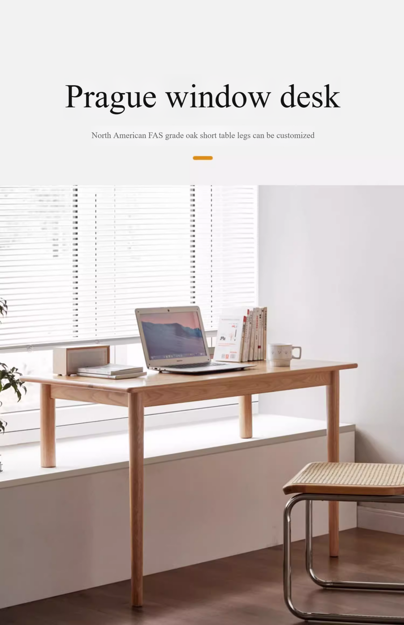 Oak Solid Wood Office Desk, Bay Window Desk
