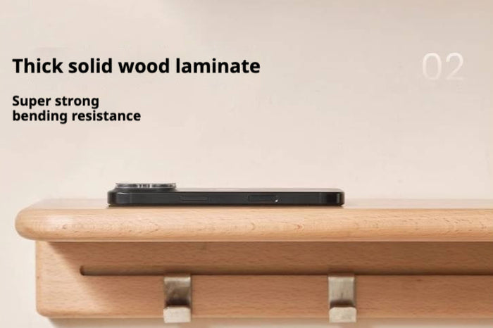 solid wood wall one-word shelf wall shelf with hook living room wood ...