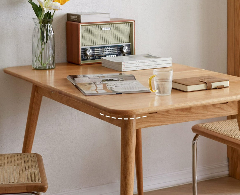 Oak Solid Wood Retractable Folding Dining Table