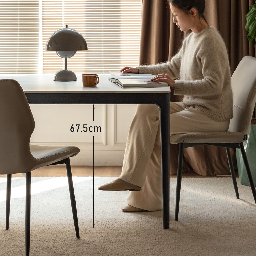 Oak Solid Wood, Solid RubberWood Dining Table Rock Slab Surface
