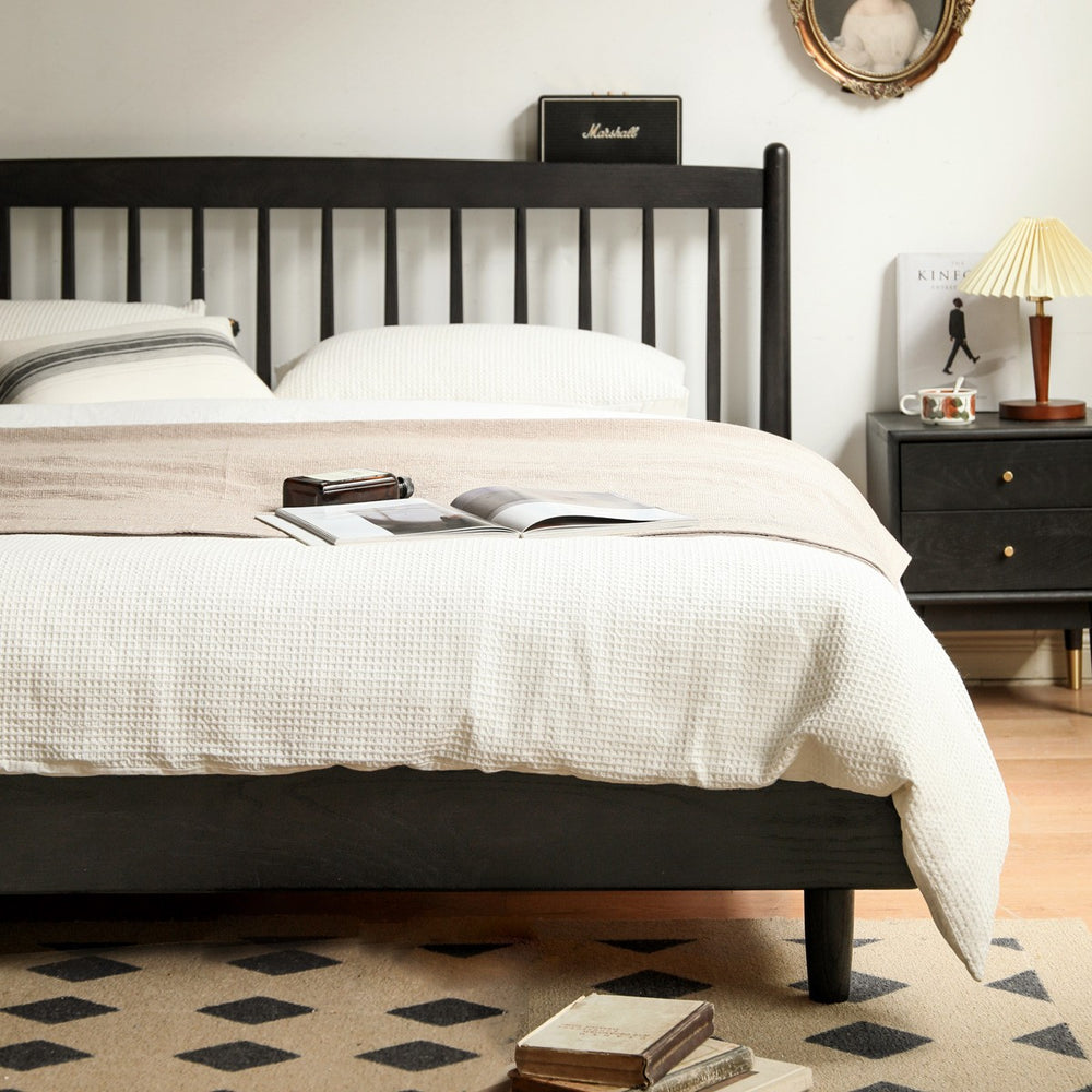 Oak solid wood Vintage smoky color Windsor Bed