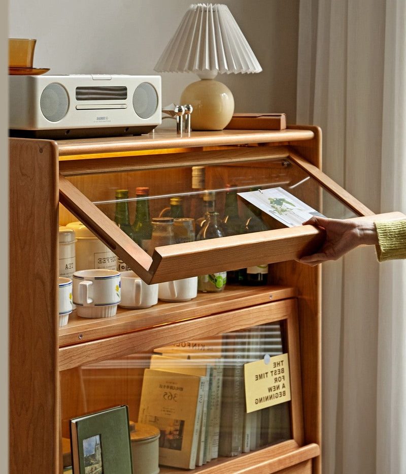 Side Cabinet flip door, LD light Cherry wood, Oak solid wood"+