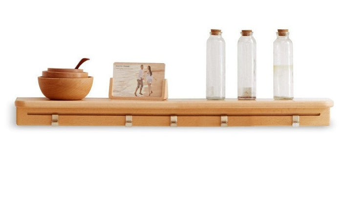 solid wood wall one-word shelf wall shelf with hook living room wood ...