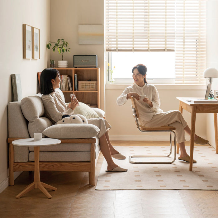 solid wood sofa bed Japanese-style small apartment oak folding sofa ...