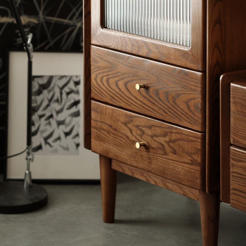 solid wood side cabinet Nordic living room ash wood storage locker ...