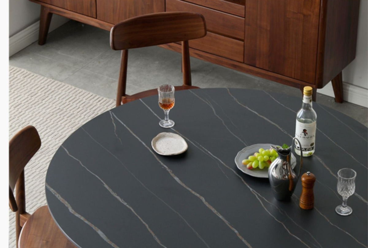 Slate top dining table Black walnut solid wood"