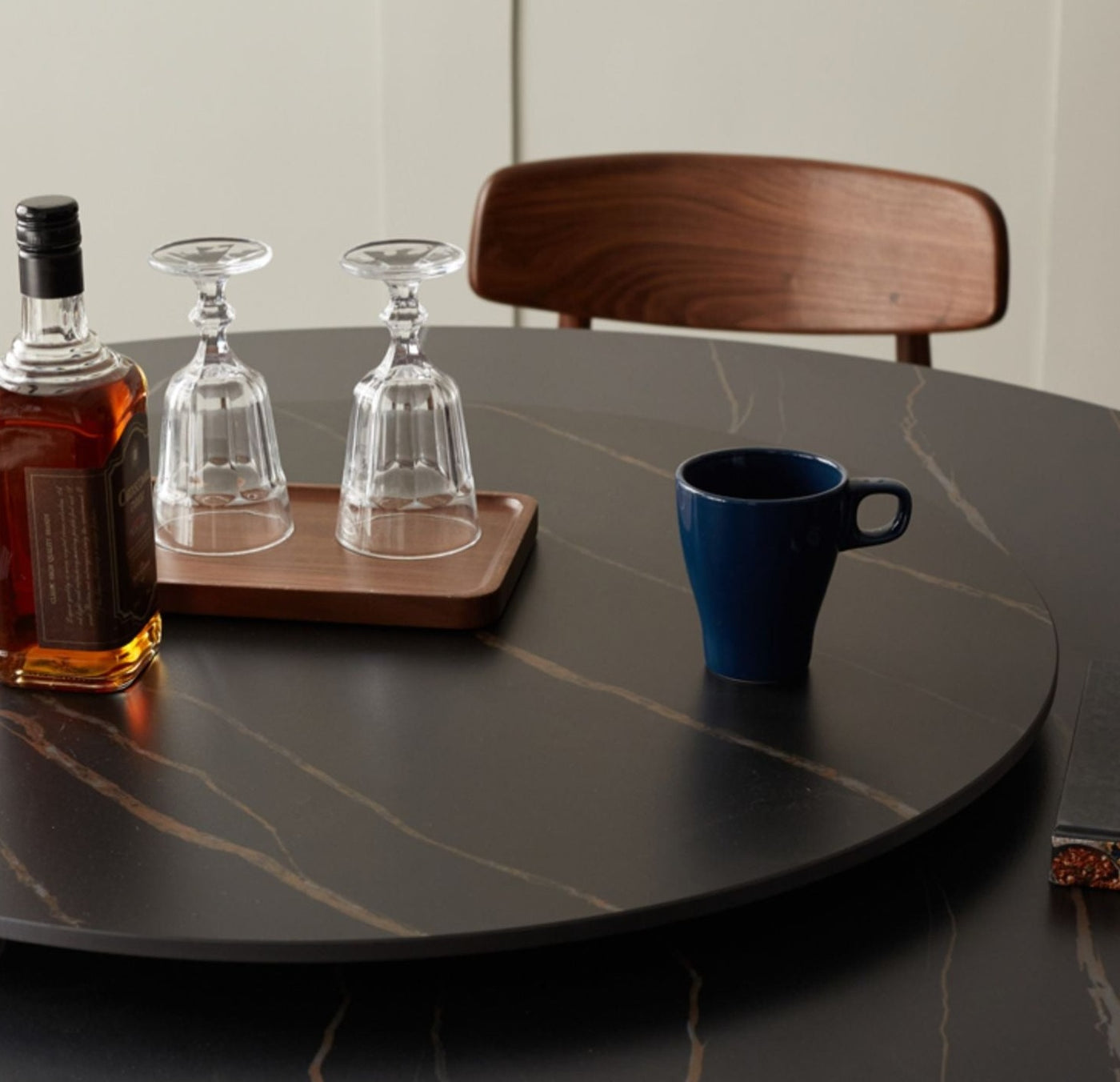 Slate top dining table Black walnut solid wood"