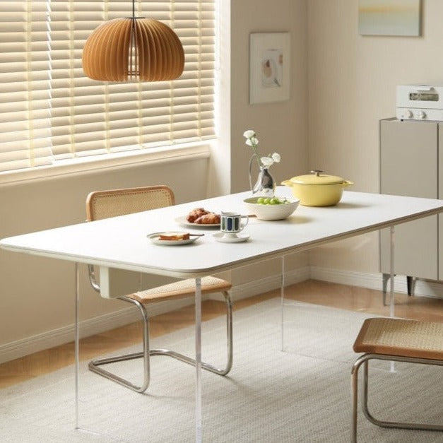 Suspended OAK dining table with slate top"