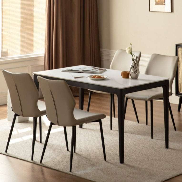 Oak Solid Wood, Solid RubberWood Dining Table Rock Slab Surface