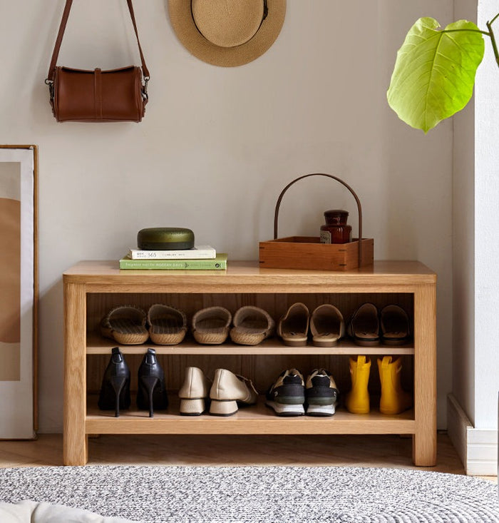 Oak Solid Wood Shoe Storage Bench