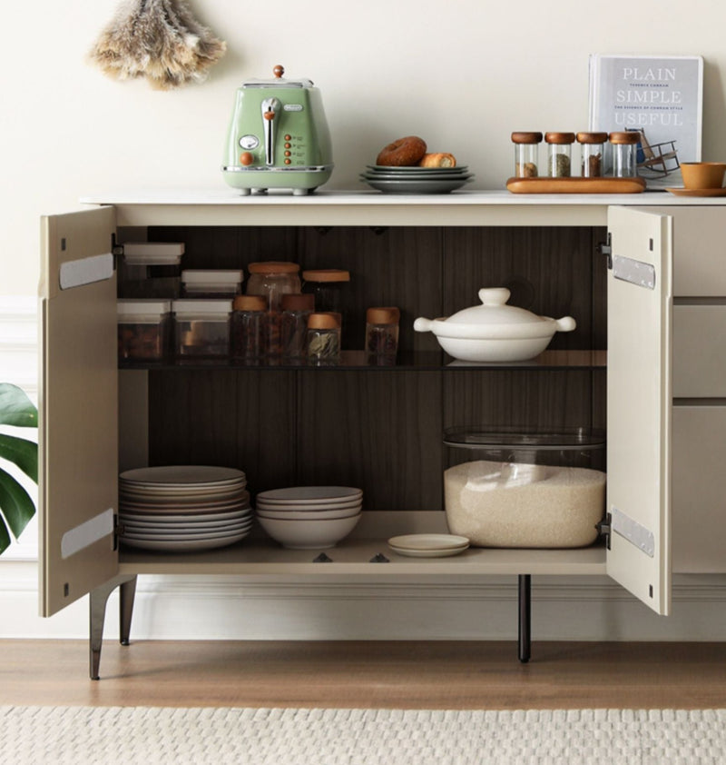 solid wood slab sideboard kitchen cabinet locker light luxury tea ...