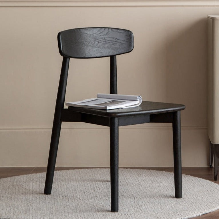 Oak solid wood black chair 2 pcs set