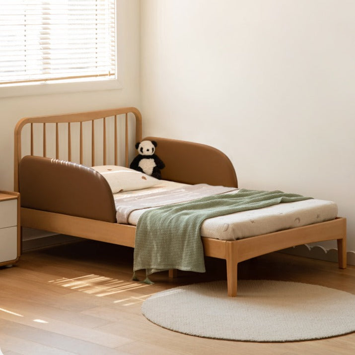solid wood children's bed retractable simple bedroom single bed ...