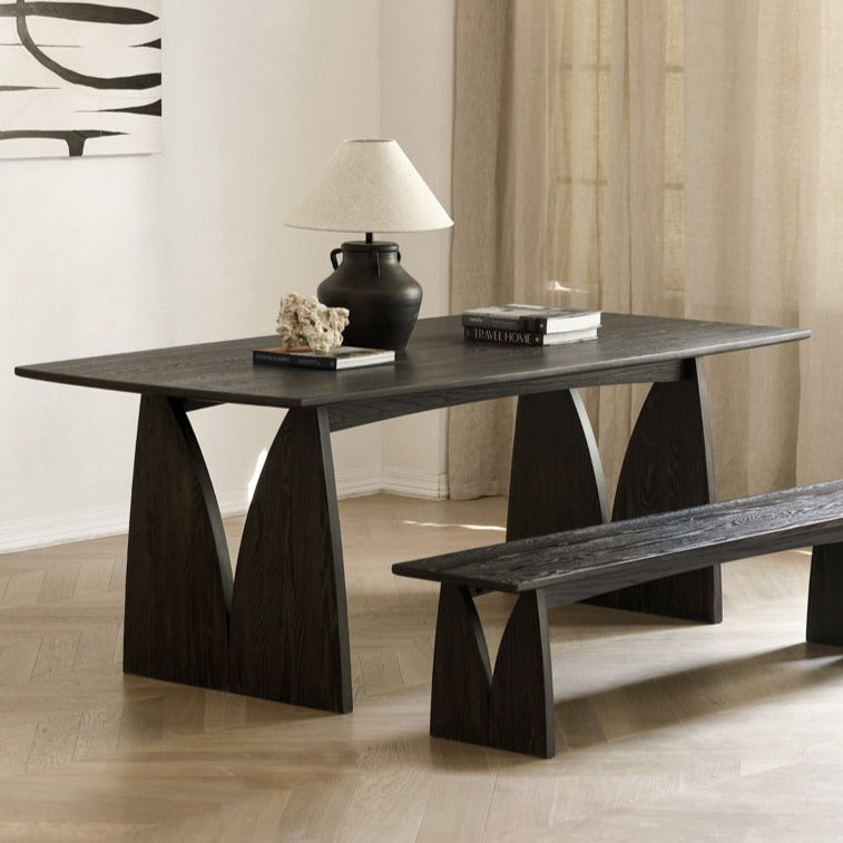 Oak Solid wood black dining table"