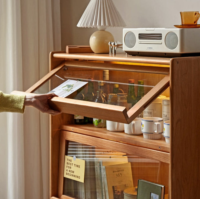 Side Cabinet flip door, LD light Cherry wood, Oak solid wood"+