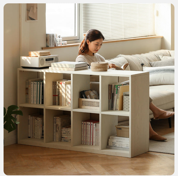 solid wood bookcase cream wind shelf modern minimalist white display ...