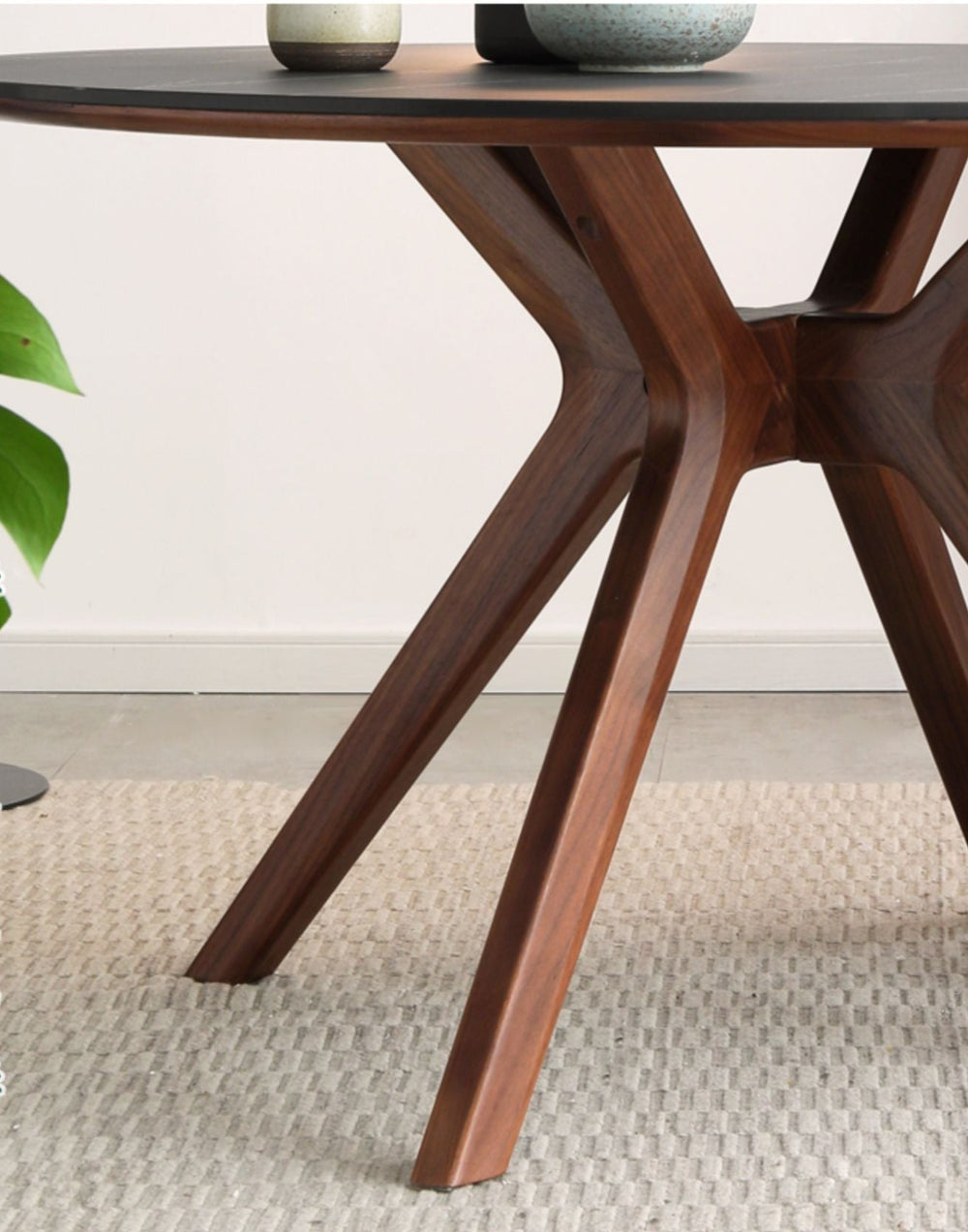 Slate top dining table Black walnut solid wood"