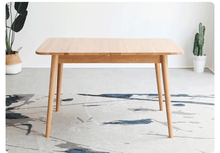 Oak Solid Wood Retractable Folding Dining Table