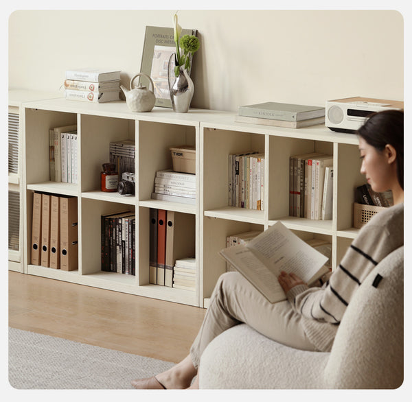 solid wood bookcase cream wind shelf modern minimalist white display ...
