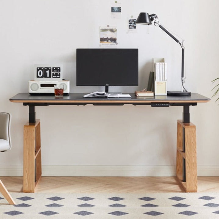 Oak Solid Wood Standing desk With Rock Slab Top