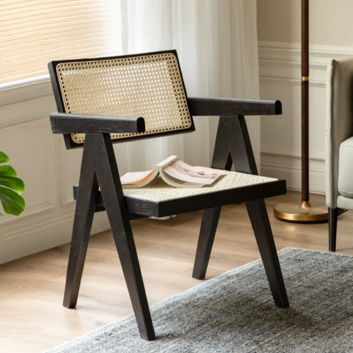 Rattan Smoked Oak solid wood chair-