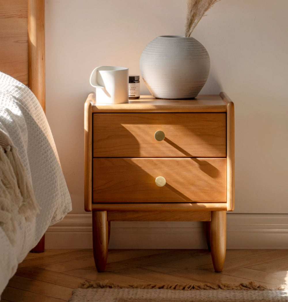 solid wood bedside table modern minimalist cherry wood bedside storage ...