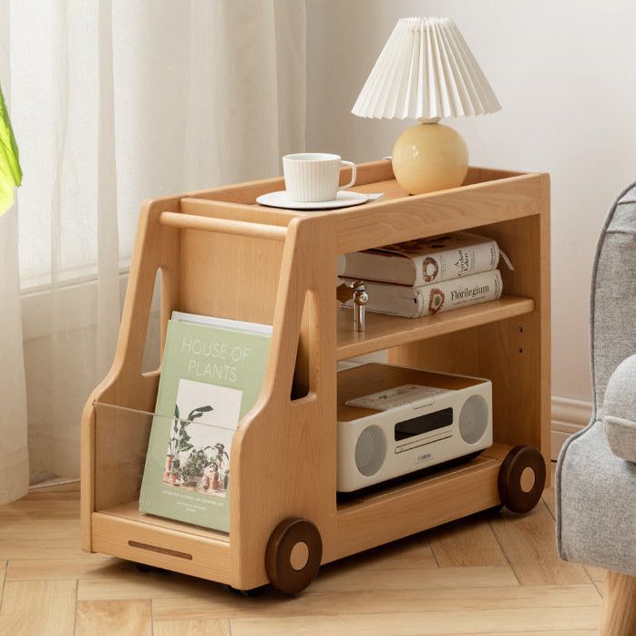 Car mobile cabinet bookshelf storage Beech solid wood