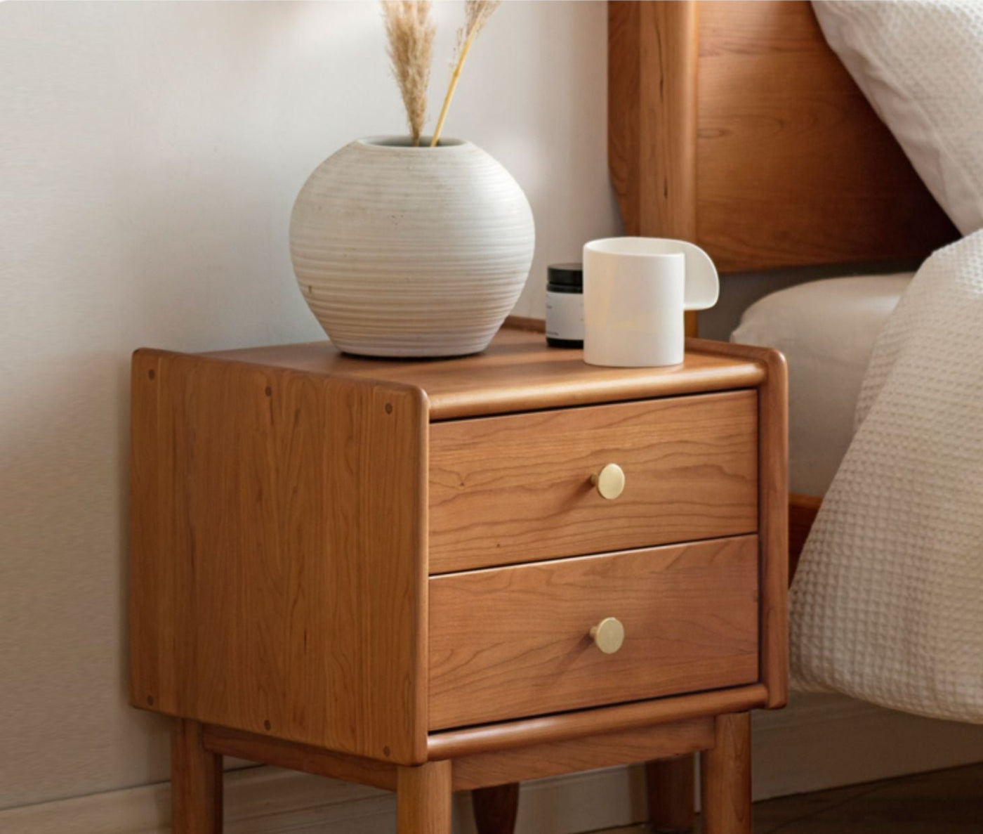 solid wood bedside table modern minimalist cherry wood bedside storage ...