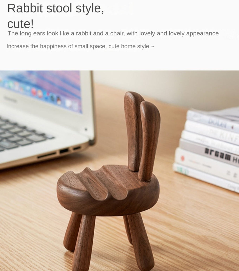 solid wood mobile phone holder creative rabbit stool bracket decoration ...