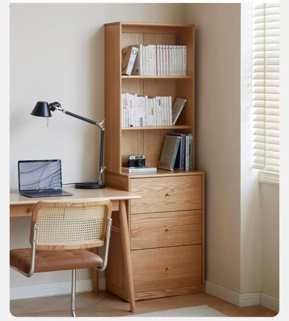 Floor-to-ceiling combination bookshelf, glass bookcase Oak"