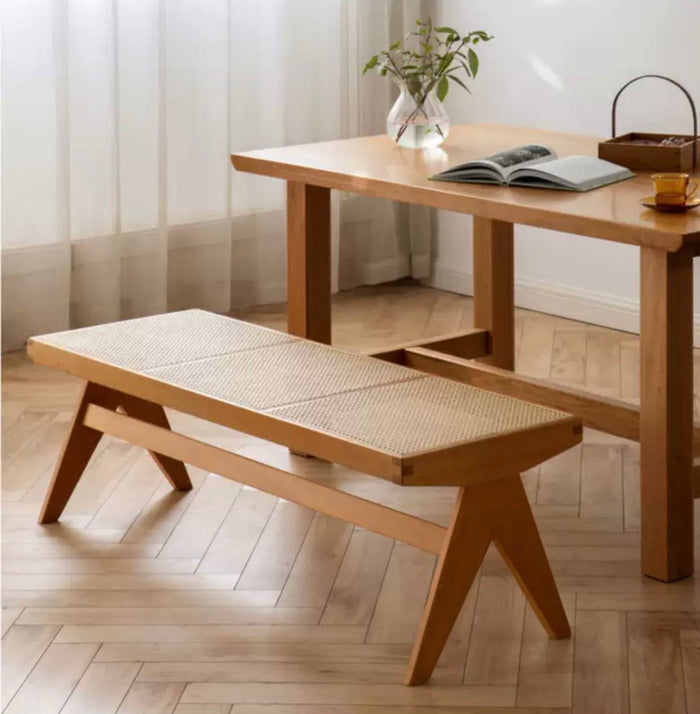 solid wood bench cherry wood bedroom bed end stool rattan retro dining ...