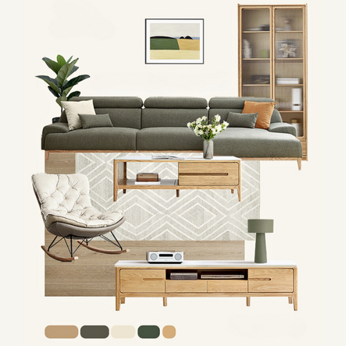 Modern corner fabric sofa with high back+